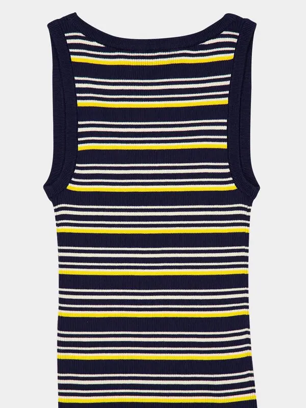 Miu Miu Striped Cotton Tank Top - Blue