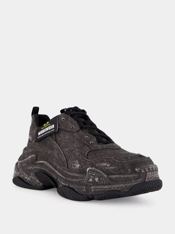 Balenciaga Triple S Canvas Sneakers - Black