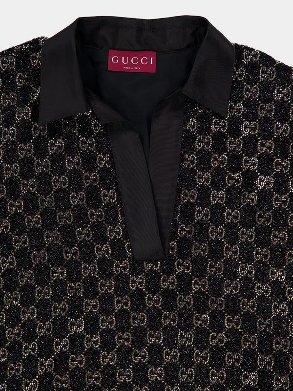 Gucci Wool Lamé Gg Crystal Top