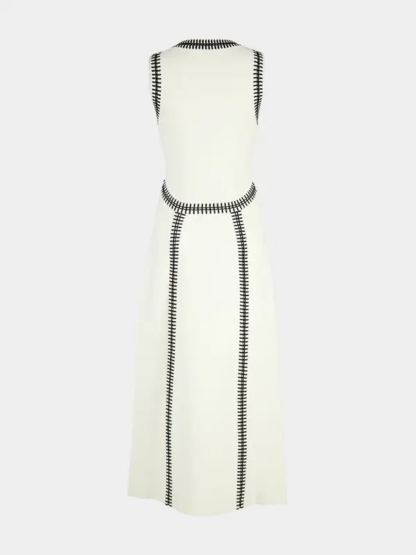 Johanna Ortiz Knit Midi Dress With Contrast Stitching - Cream