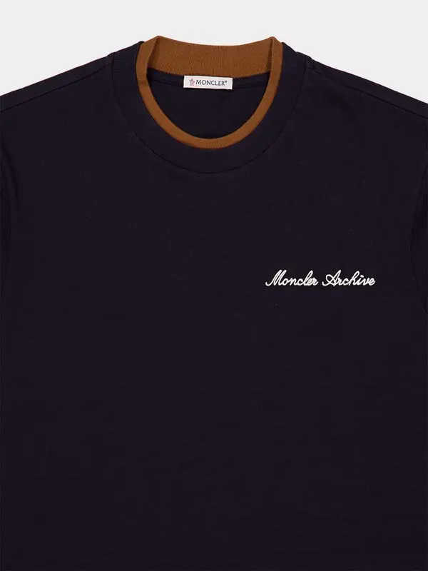 Moncler Navy Embroidered Cotton T-shirt - Blue