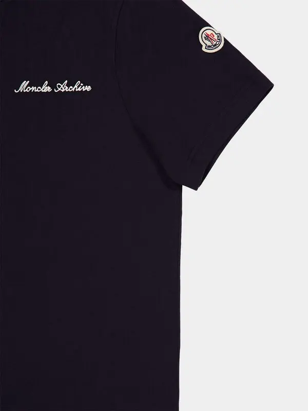 Moncler Navy Embroidered Cotton T-shirt - Blue