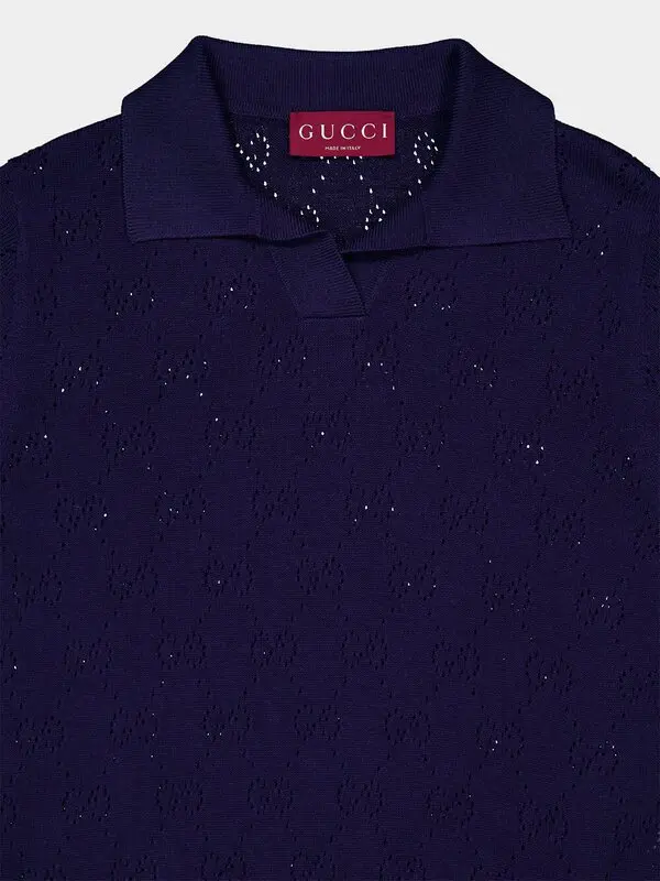 Gucci Cotton-silk Gg Pointelle Polo Shirt