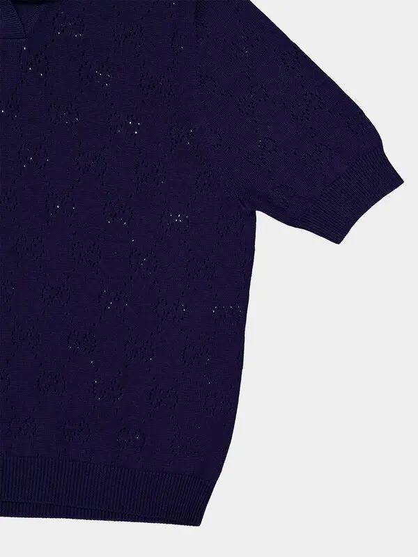 Gucci Cotton-silk Gg Pointelle Polo Shirt