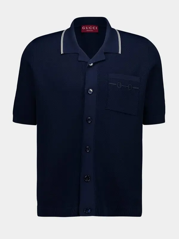 Gucci Ink Short-sleeve Viscose Polo Shirt - Blue