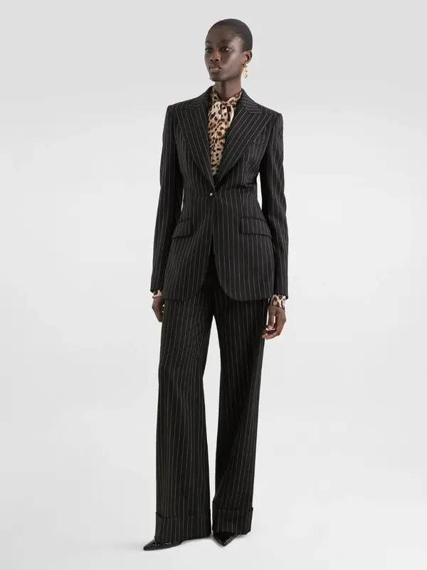 Dolce & Gabbana Single-breasted Pinstripe Wool Jacket