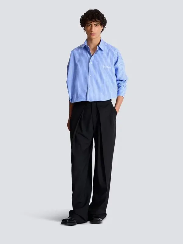 Balmain Relaxed Fit Striped Cotton Shirt