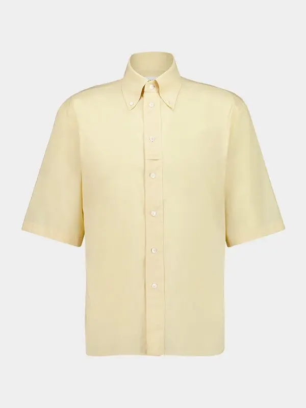 LEMAIRE Ice Apricot Short Sleeve Shirt In Washed Cotton Muslin - Yellow