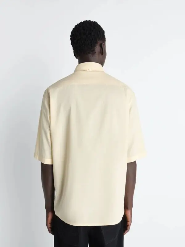 LEMAIRE Ice Apricot Short Sleeve Shirt In Washed Cotton Muslin - Yellow