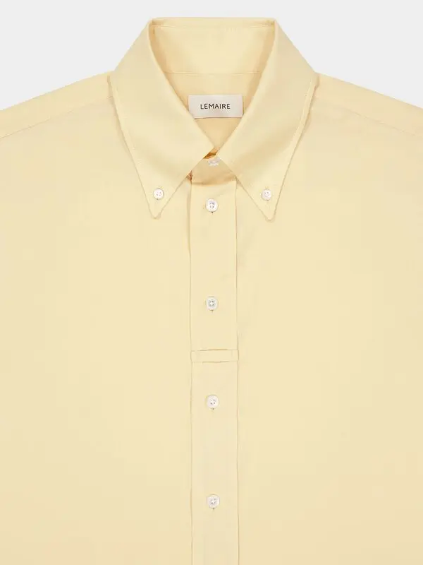 LEMAIRE Ice Apricot Short Sleeve Shirt In Washed Cotton Muslin - Yellow
