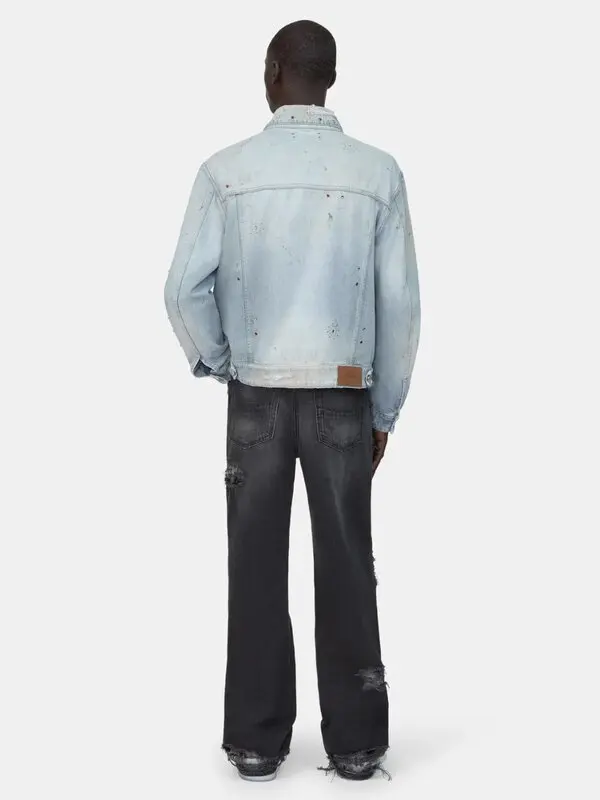 Amiri Antique Indigo Bones Studded Trucker Jacket