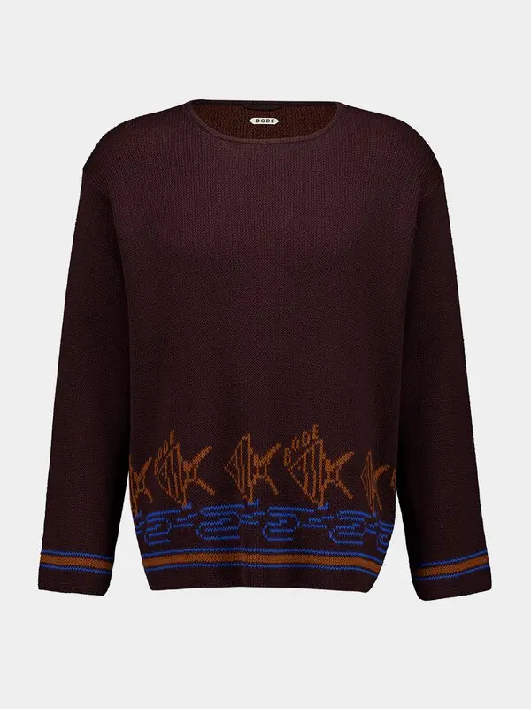BODE Fish School Cotton Sweater - Brown