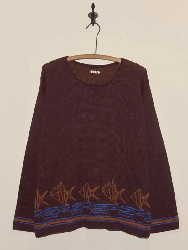 BODE Fish School Cotton Sweater - Brown