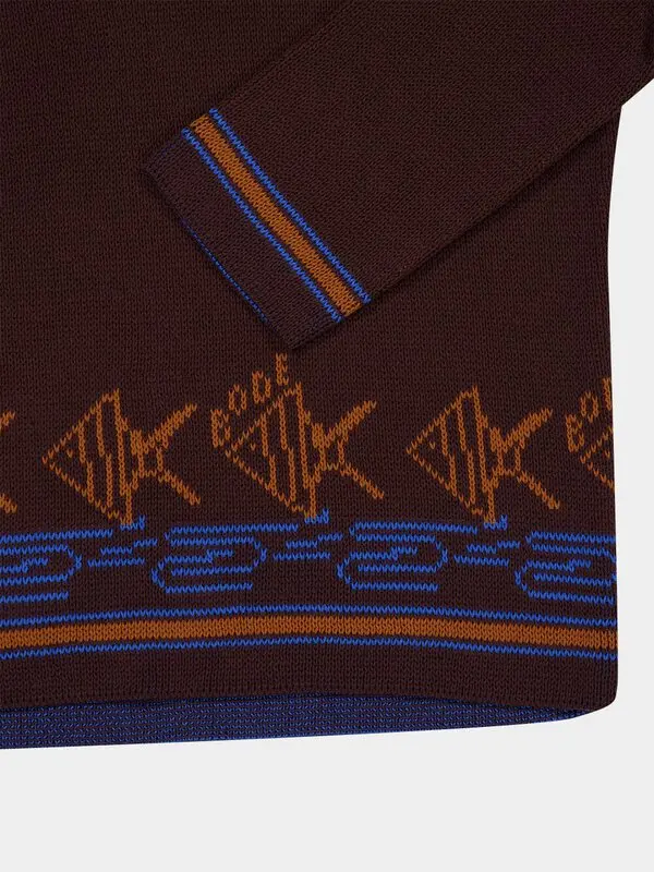 BODE Fish School Cotton Sweater - Brown