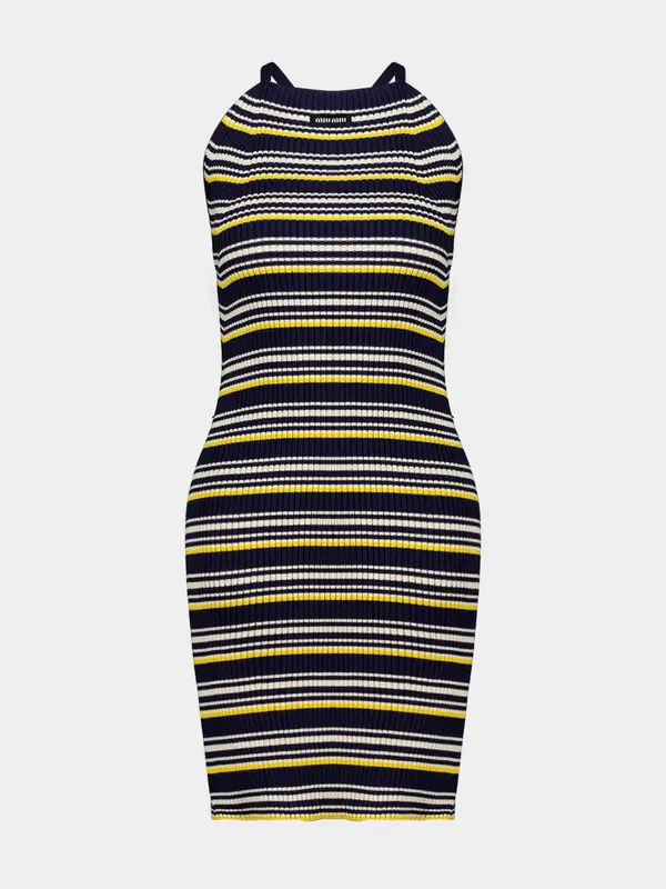 Miu Miu Striped Cotton Dress - Blue