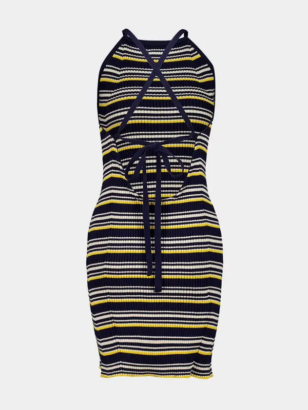 Miu Miu Striped Cotton Dress - Blue