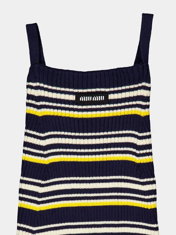 Miu Miu Striped Cotton Dress - Blue