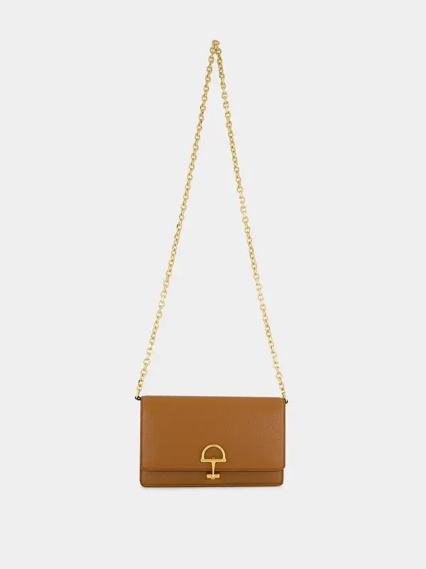 Gucci Calfskin Wallet With Removable Chain - Brown