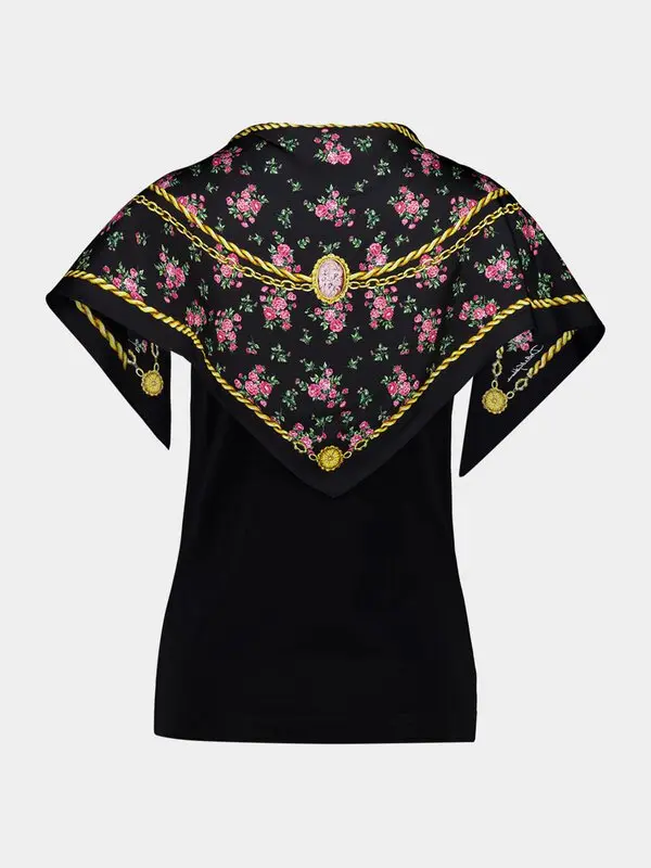 Dolce & Gabbana Cotton T-shirt With Scarf Detail - Black