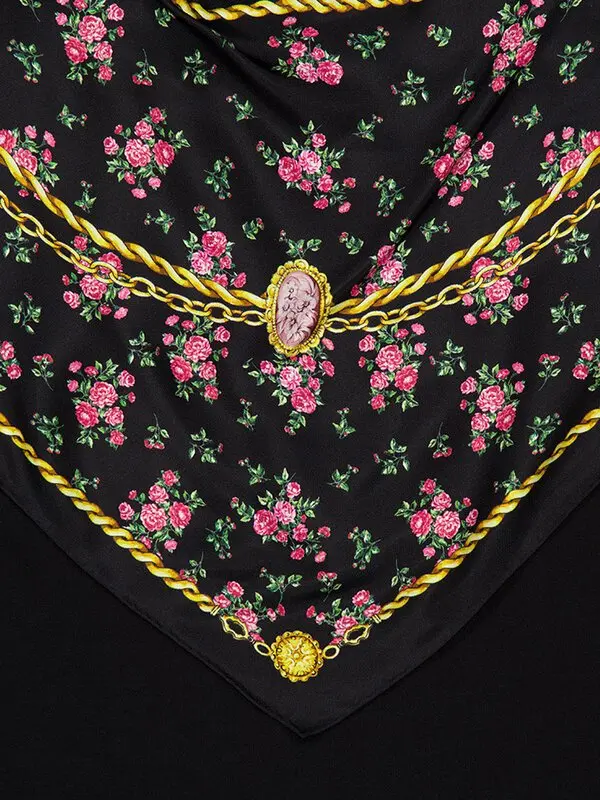 Dolce & Gabbana Cotton T-shirt With Scarf Detail - Black