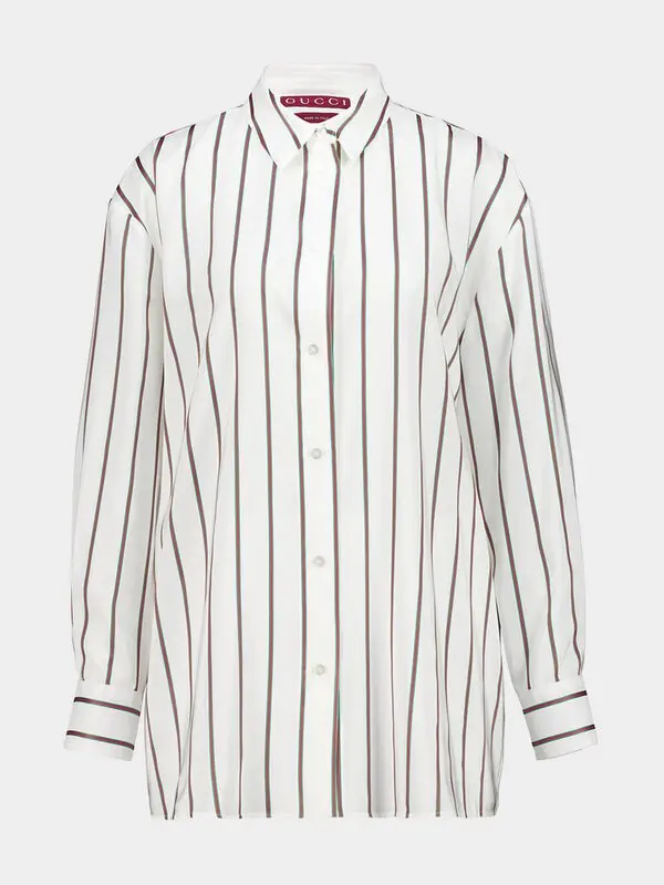 Gucci Striped Silk Shirt With Web Detail - Multicolour