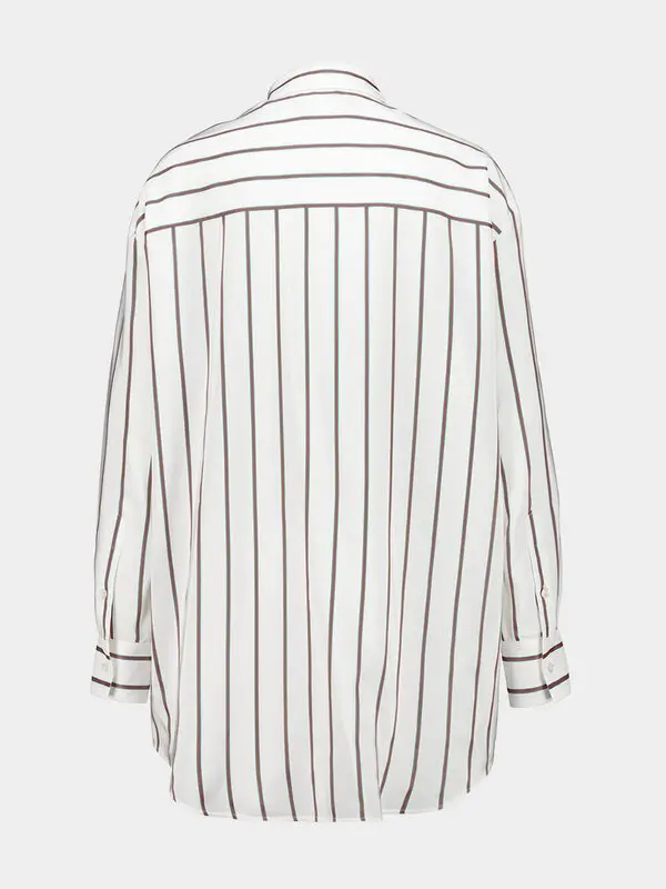 Gucci Striped Silk Shirt With Web Detail - Multicolour