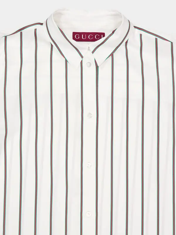 Gucci Striped Silk Shirt With Web Detail - Multicolour