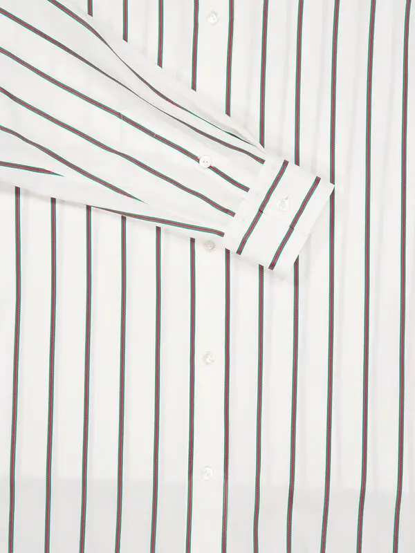 Gucci Striped Silk Shirt With Web Detail - Multicolour