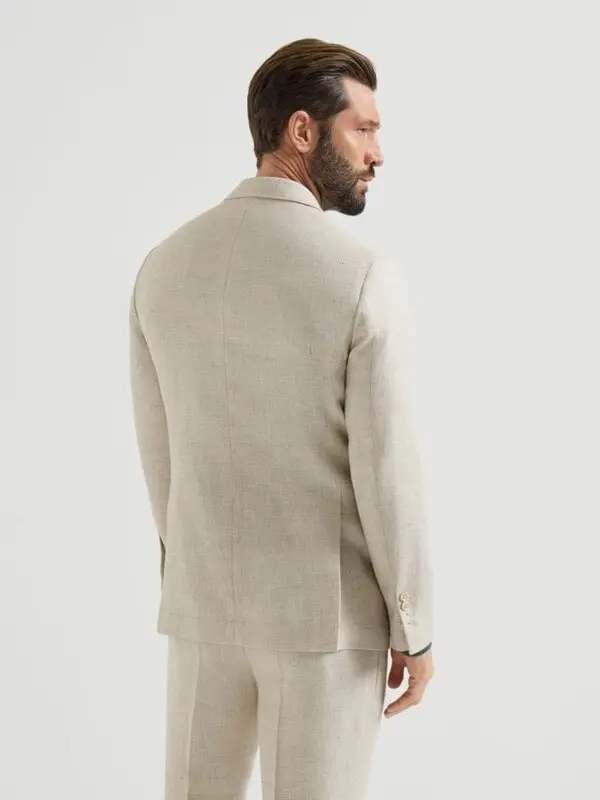 Brunello Cucinelli Silk Linen And Wool Hopsack Deconstructed Cavallo Blazer