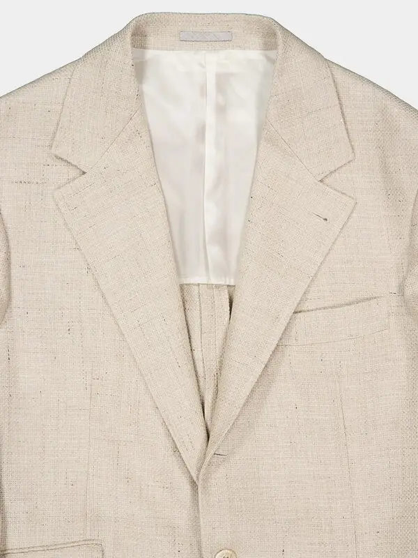 Brunello Cucinelli Silk Linen And Wool Hopsack Deconstructed Cavallo Blazer