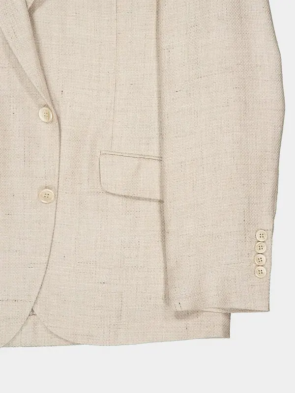 Brunello Cucinelli Silk Linen And Wool Hopsack Deconstructed Cavallo Blazer