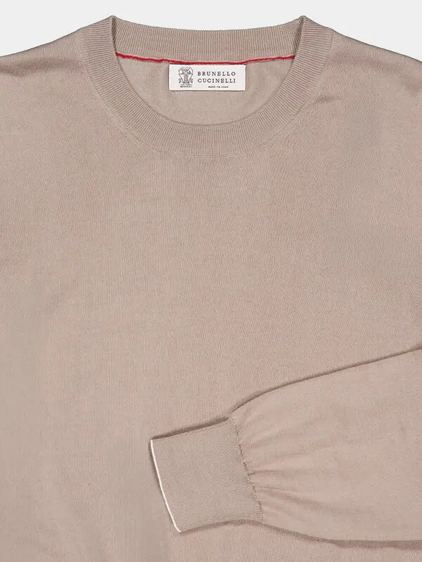 Brunello Cucinelli Lightweight Cotton Crew Neck Sweater