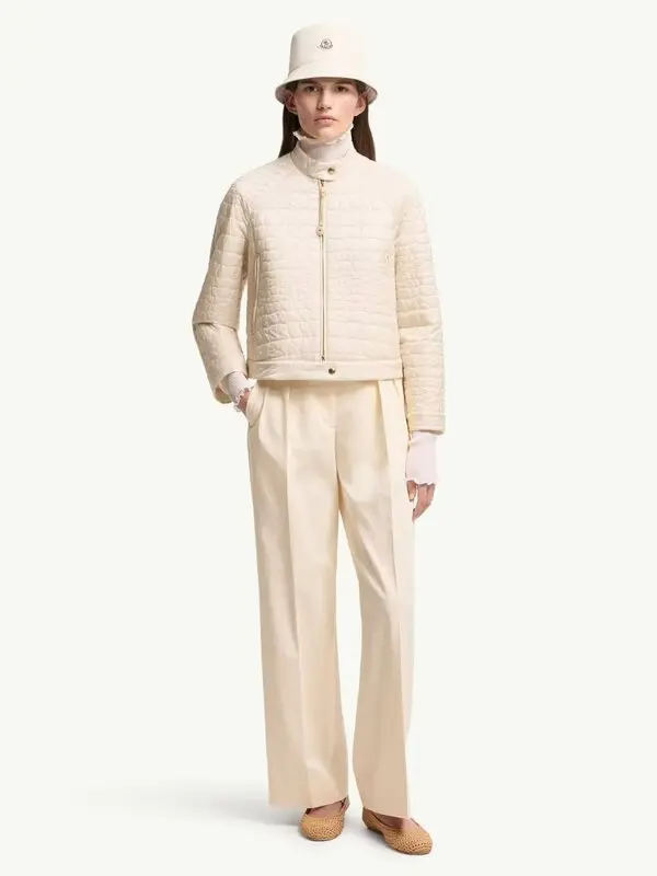 Moncler Natural Wide-leg Cotton Gabardine Trousers - Beige
