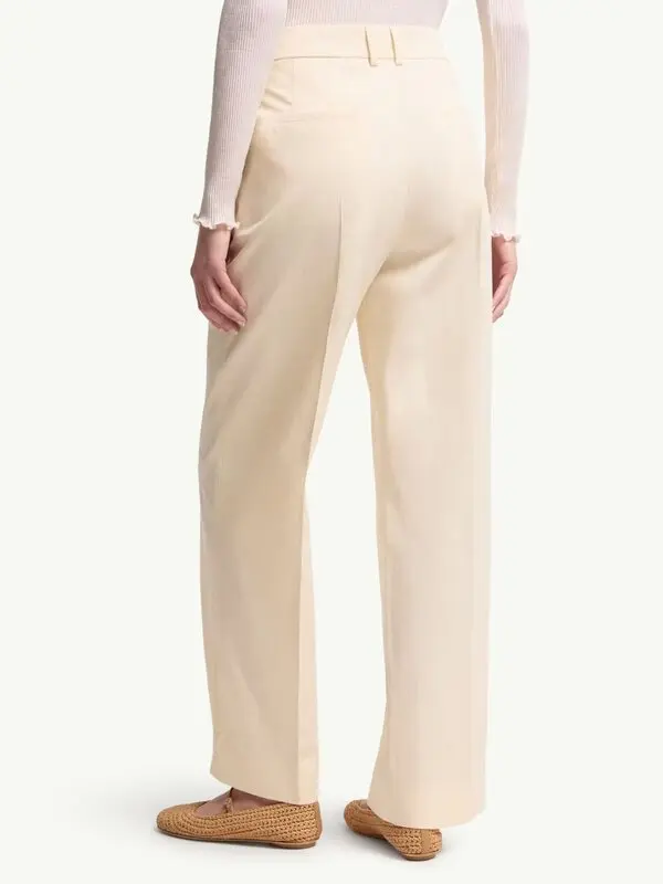 Moncler Natural Wide-leg Cotton Gabardine Trousers - Beige