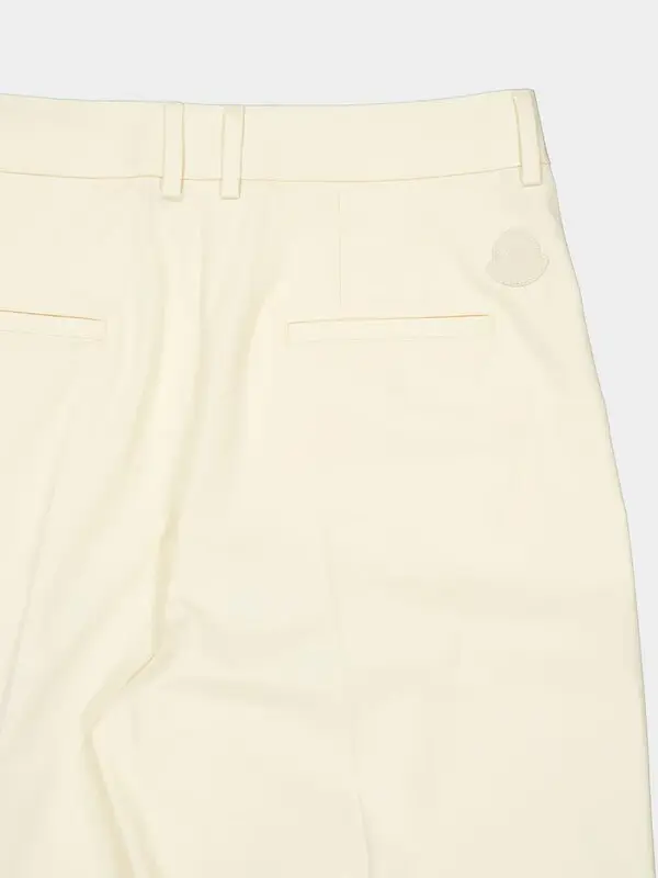 Moncler Natural Wide-leg Cotton Gabardine Trousers - Beige
