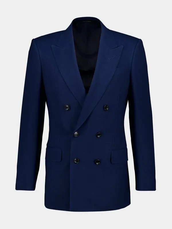 TOM FORD Prussian Double-breasted Wool Blazer - Blue
