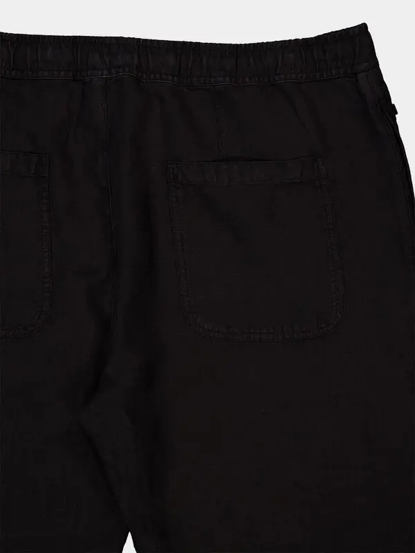 120% Lino Drawstring Linen Pants - Black