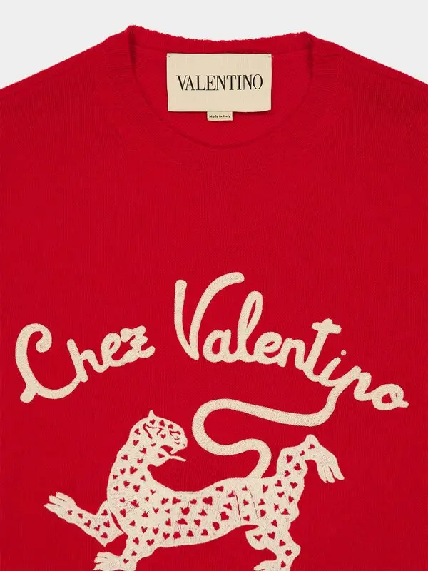 Valentino Garavani Wool Sweater With Chez And Panther Embroidery