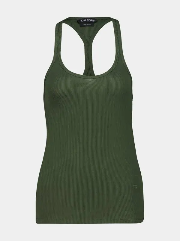 TOM FORD Ribbed Silk Tank Top - Green