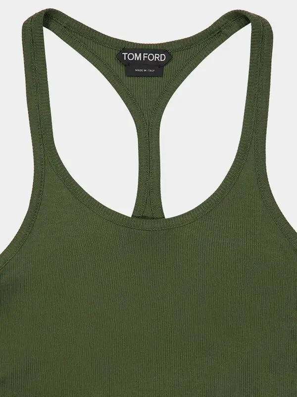 TOM FORD Ribbed Silk Tank Top - Green