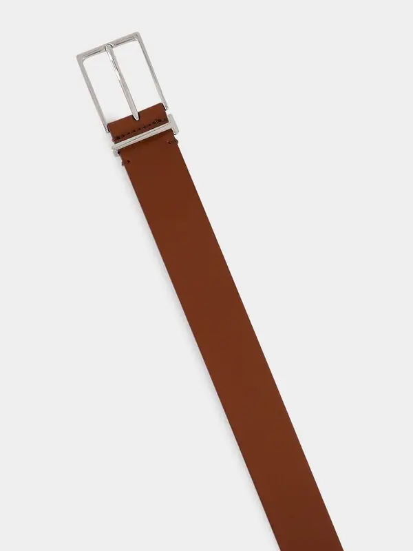 TOM FORD Vacchetta Leather T Belt - Brown
