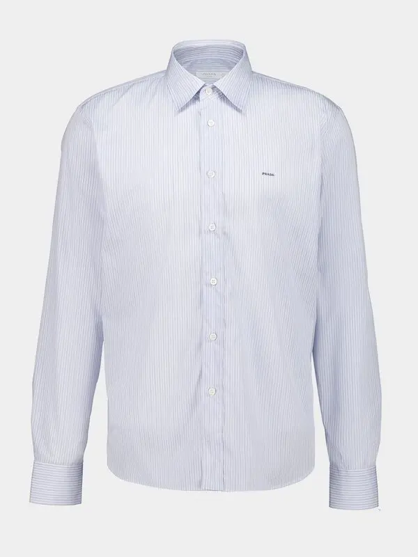 Prada Sky Cotton Shirt With Pearl Buttons - Blue