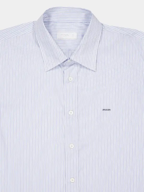 Prada Sky Cotton Shirt With Pearl Buttons