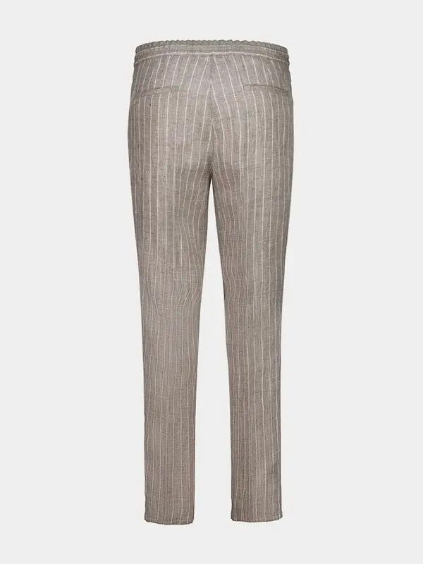 Brunello Cucinelli Chalk Stripe Linen Trousers
