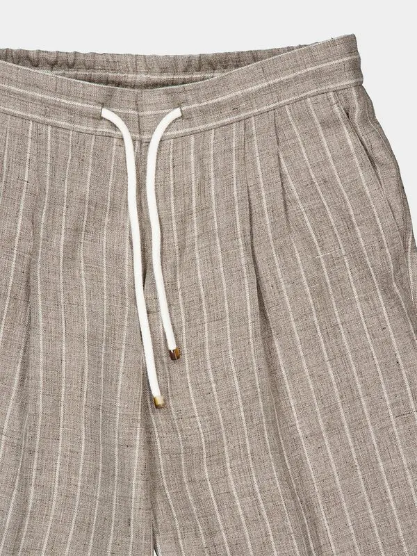 Brunello Cucinelli Chalk Stripe Linen Trousers