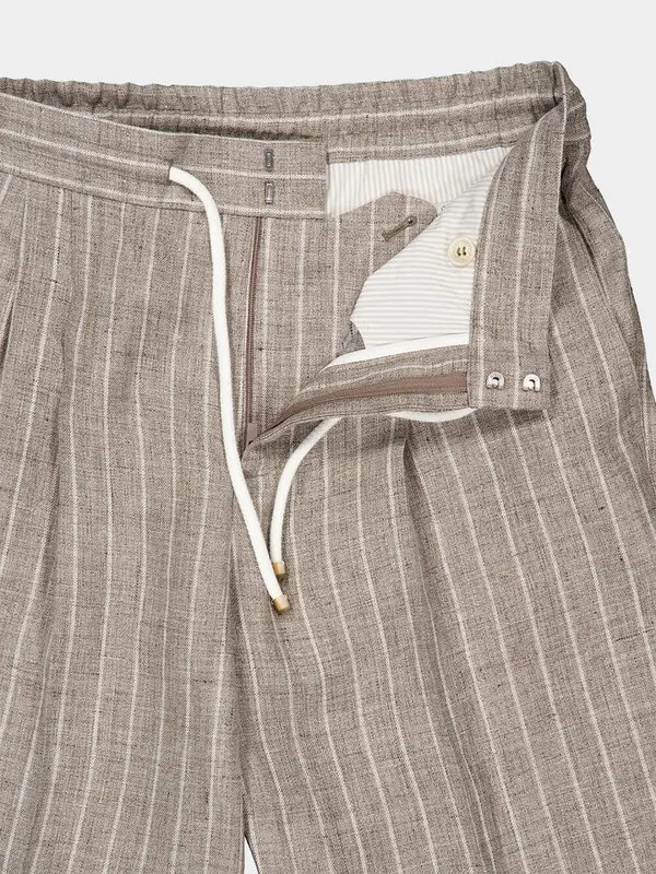 Brunello Cucinelli Chalk Stripe Linen Trousers