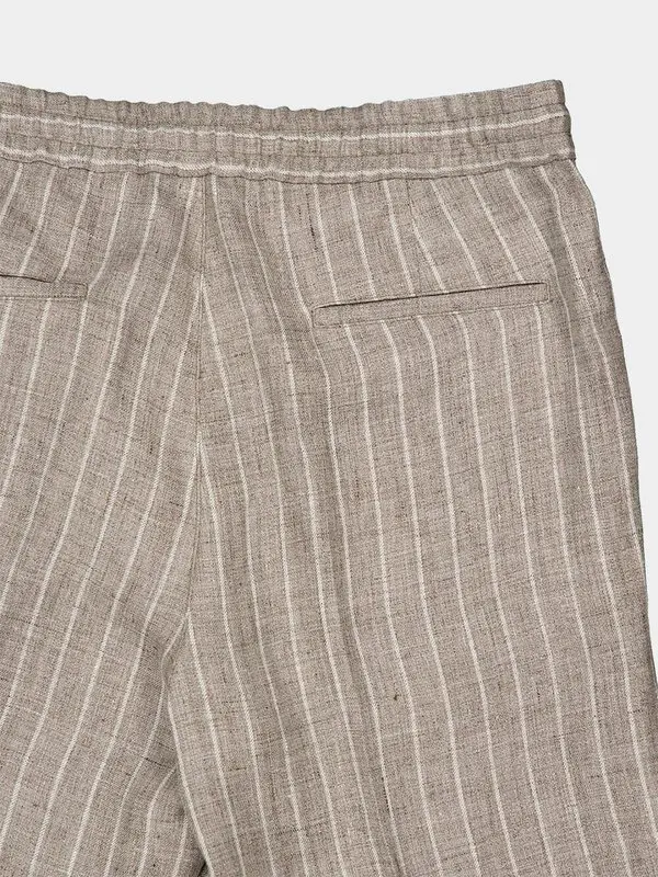 Brunello Cucinelli Chalk Stripe Linen Trousers