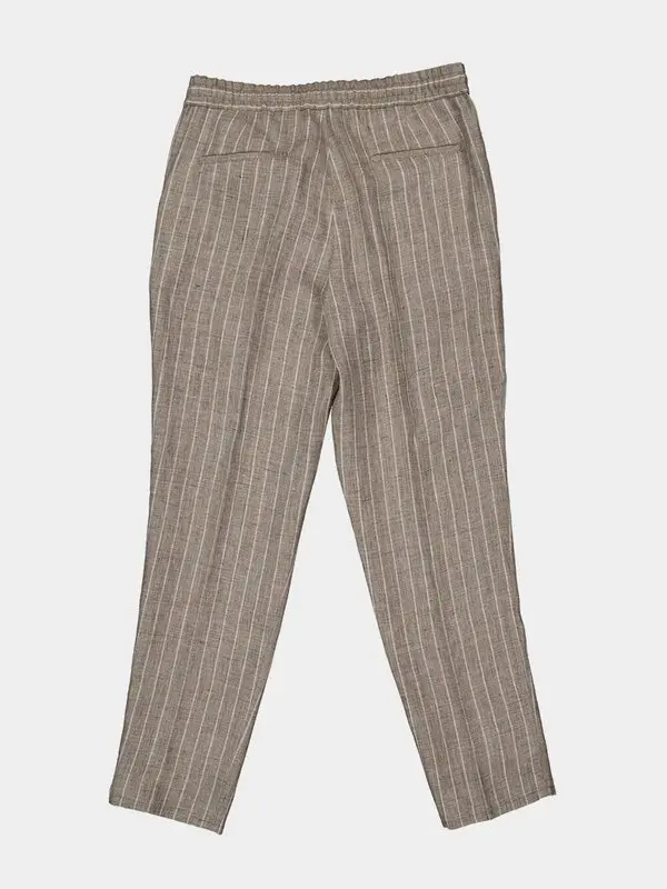 Brunello Cucinelli Chalk Stripe Linen Trousers