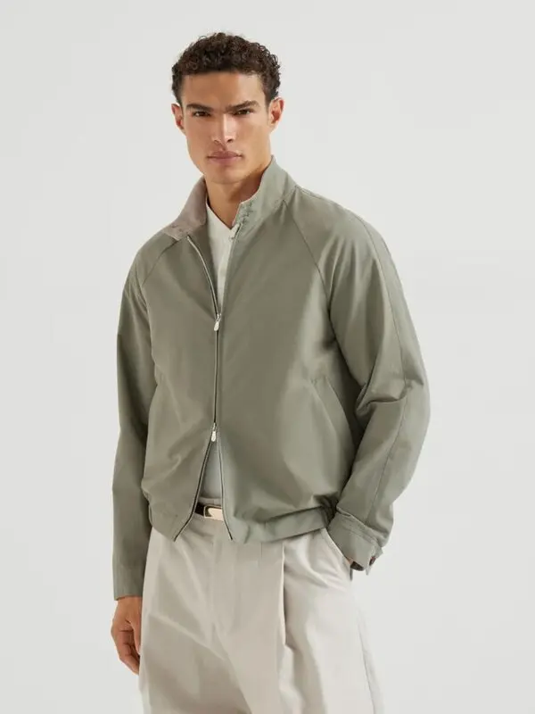 Brunello Cucinelli Techno Cotton Gabardine Jacket - Green