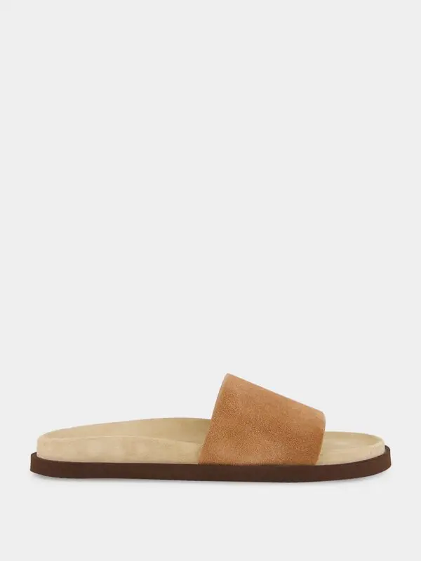 Brunello Cucinelli Leather Slide Slippers - Beige